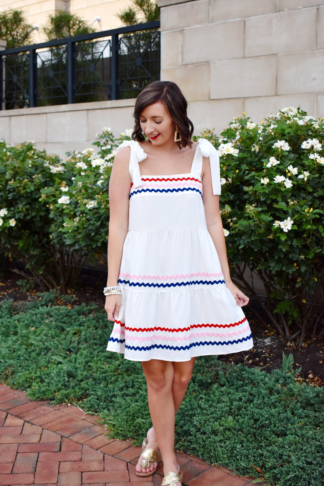 White Ric Rac Tie Shoulder Dress – Confetti Boutique