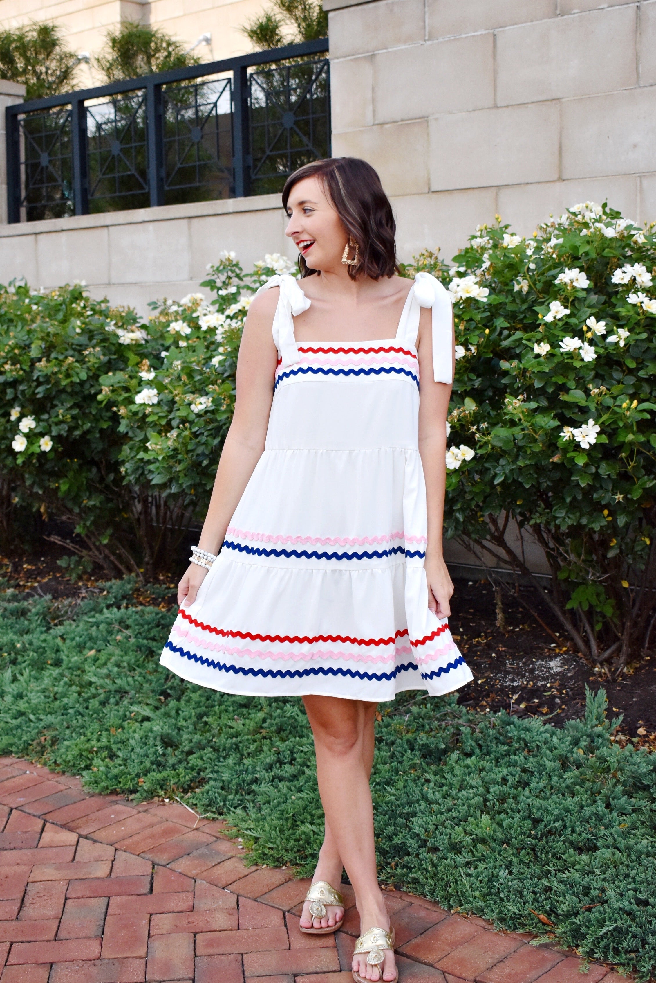 White Ric Rac Tie Shoulder Dress – Confetti Boutique